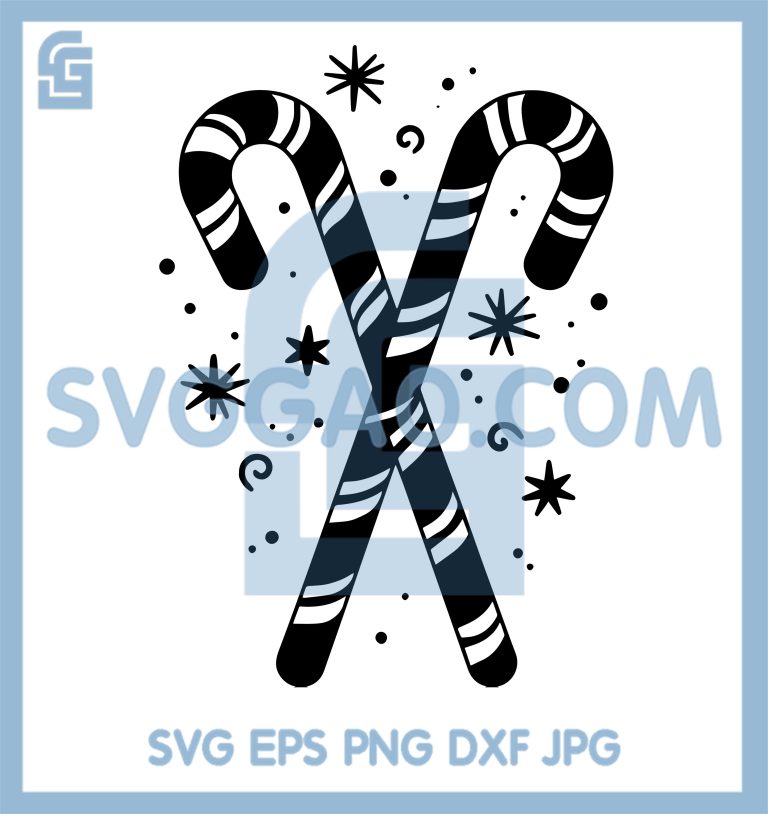 Black White Candy Cane SVG, Minimal Christmas Candy Cane SVG – SVGGAO