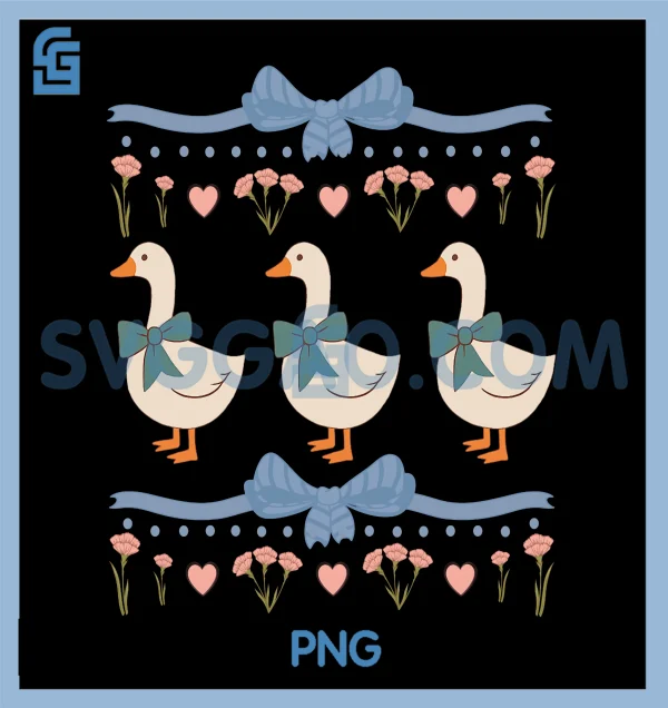 Goose 1980s Blue Ribbon PNG, Goose Retro Cottagecore PNG – SVGGAO