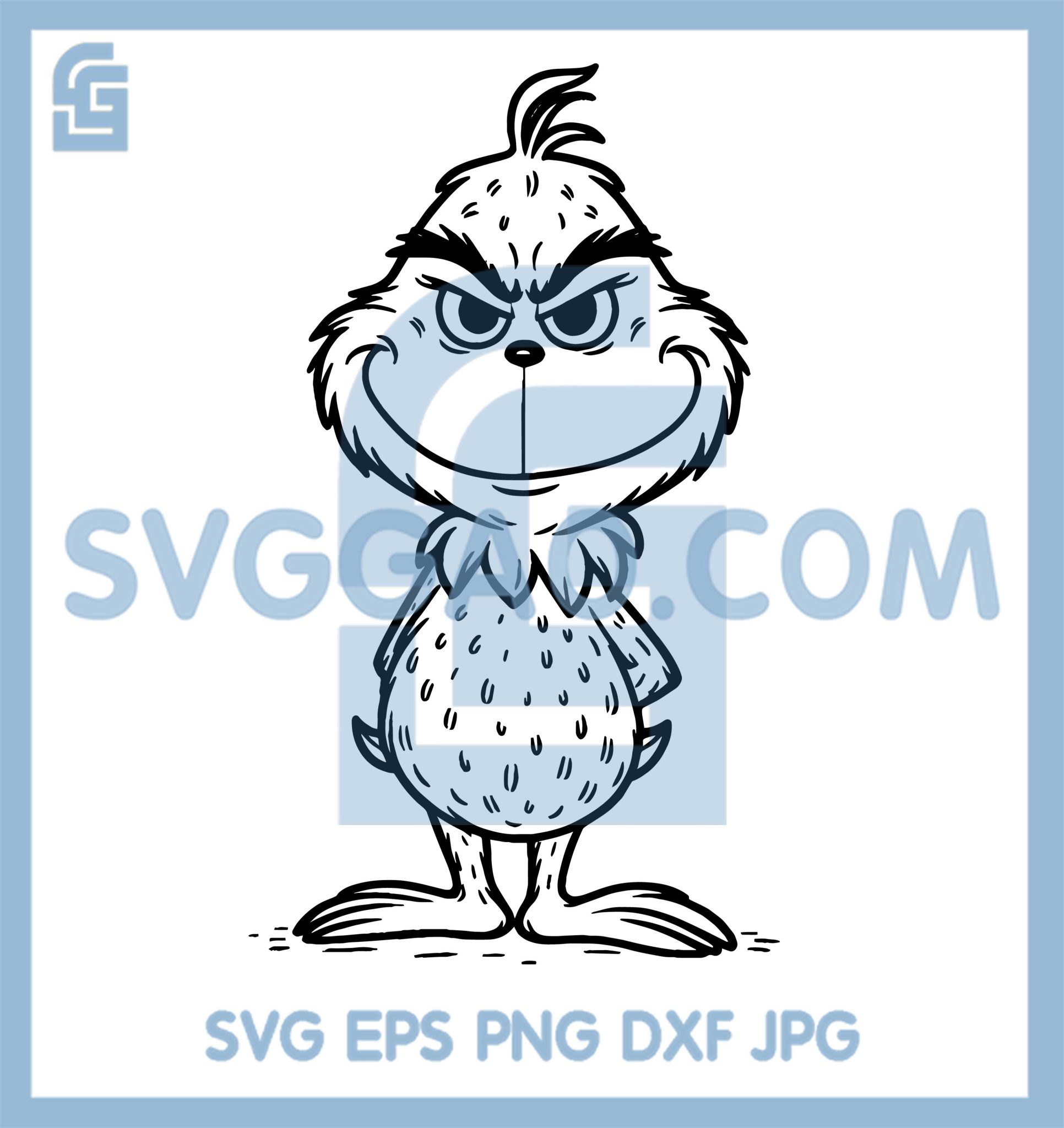 Grinch Standing Line Art SVG, Funny Christmas Character SVG – SVGGAO