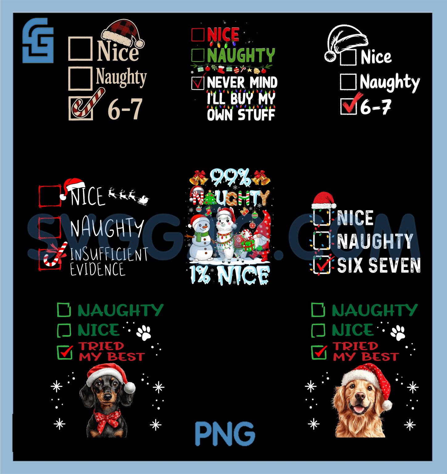 6 7 Christmas Naughty List Png Bundle Nice Naughty 6 7 Bundle Svggao