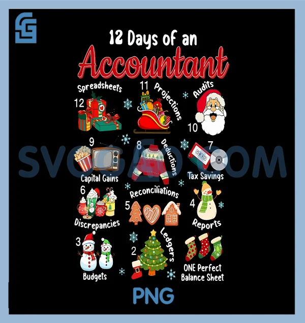 12 Days of Accountant Christmas PNG, Accounting Major Merry Xmas PNG ...
