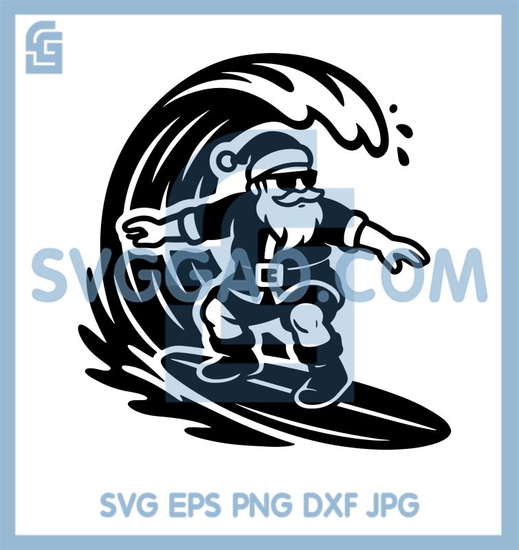 Santa Surfing Wave SVG, Beach Christmas Surf Santa SVG – SVGGAO