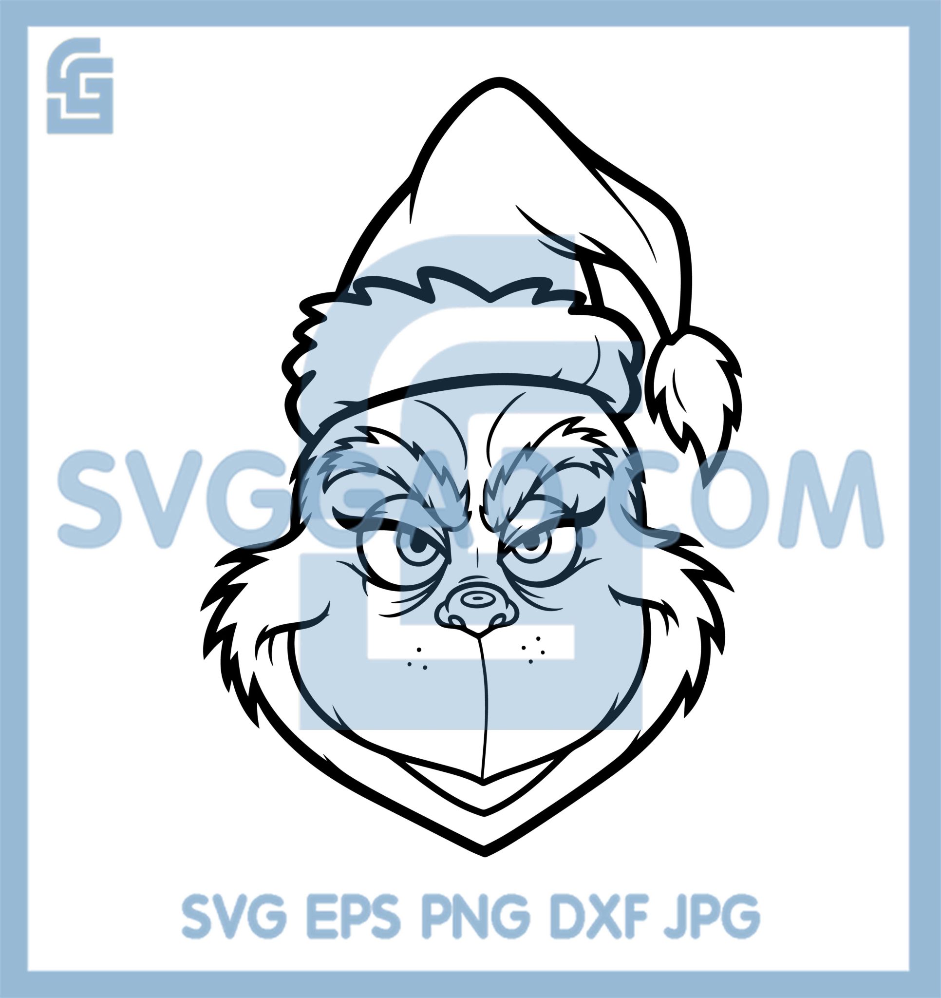 Angry Grinch Face SVG, Christmas Grinch Head Outline SVG – SVGGAO