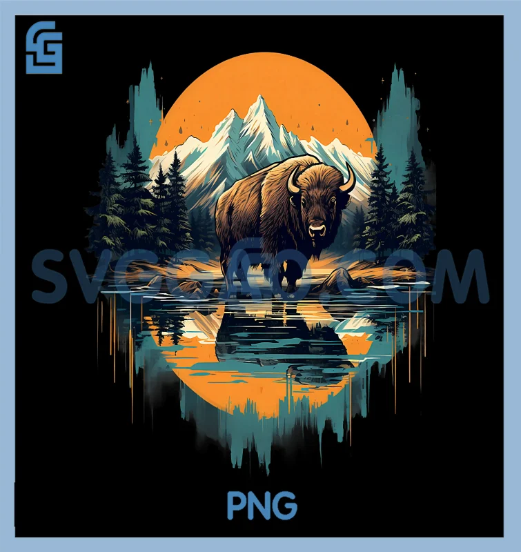 Buffalo Wildlife Animal Art PNG, Artwork Bison Savanna Nature PNG