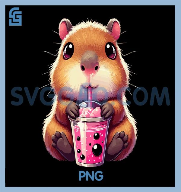 Capybara Bubble Tea PNG, Boba Tea Kawaii Anime PNG
