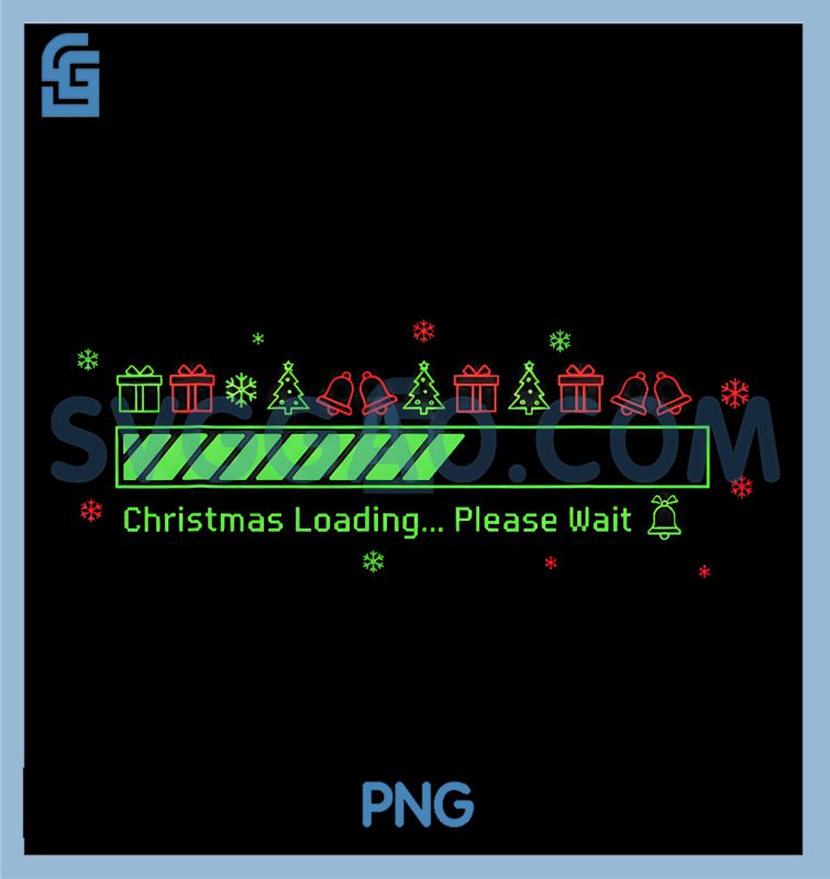 Christmas Loading Please Wait PNG, Neon Holiday Countdown PNG