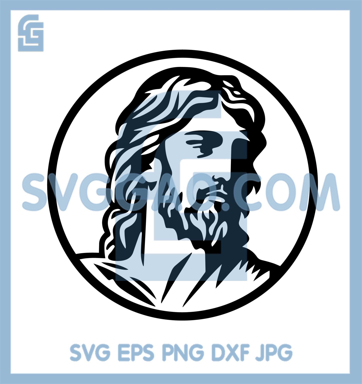 Jesus Christ Portrait Circle SVG, Christian Faith Line Art SVG