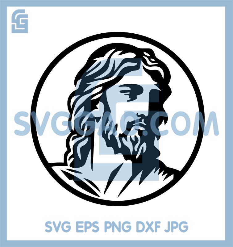 Jesus Christ Portrait Circle SVG, Christian Faith Line Art SVG