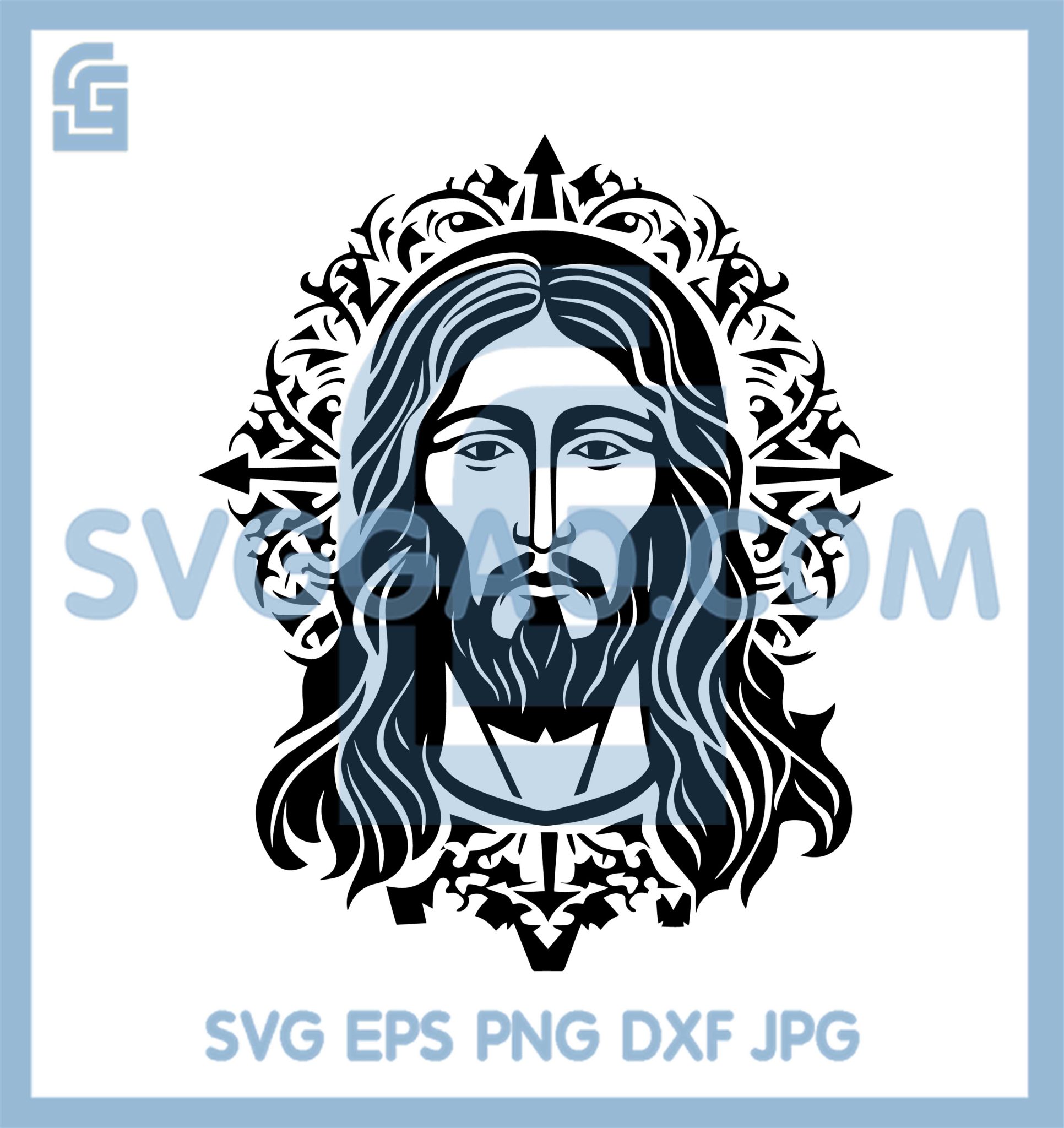 Jesus Christ Sacred Face SVG, Christian Mandala Line Art SVG – SVGGAO