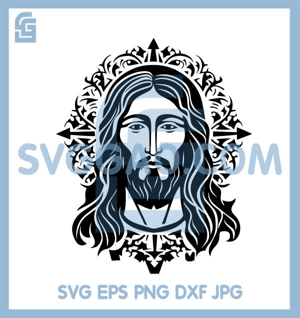 Jesus Christ Sacred Face SVG, Christian Mandala Line Art SVG – SVGGAO